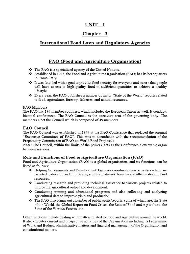 International Food Laws | PDF | Food And Agriculture Organization ...