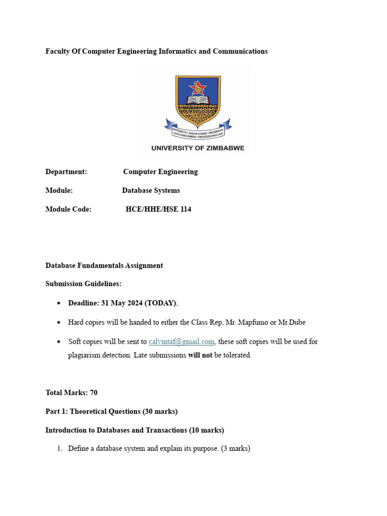 Database Theory Assignment 31 May | PDF | Sql | Database Transaction