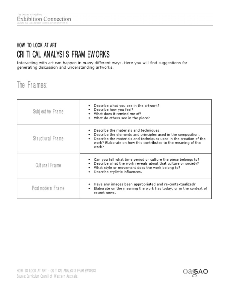 Interacting With Art Critical Analysis Frameworks | PDF | Critical ...