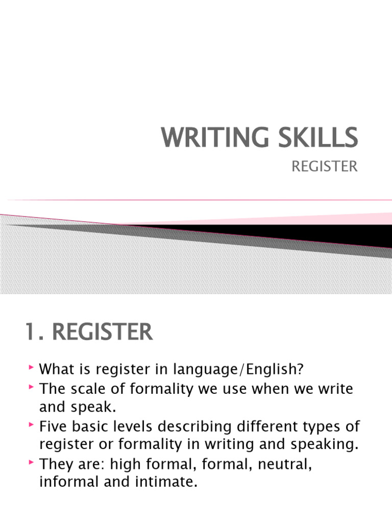 Understanding Writing Register Levels | PDF | English Language | Verb
