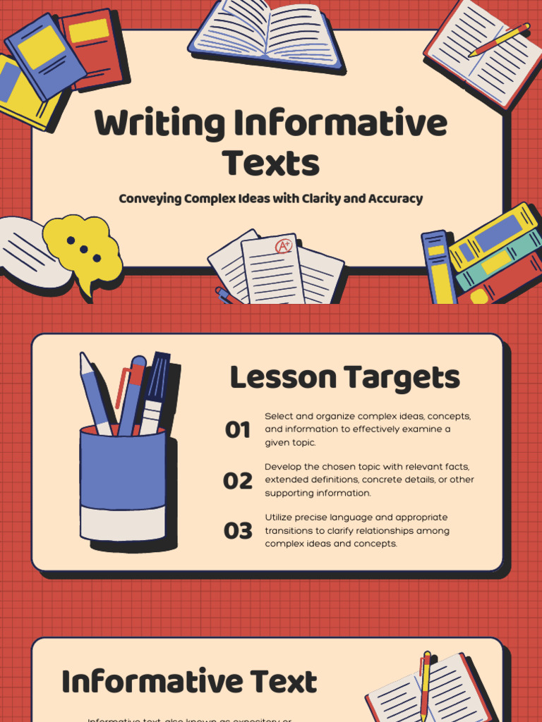 Writing Informative Texts Education Presentation in Blue and Orange ...