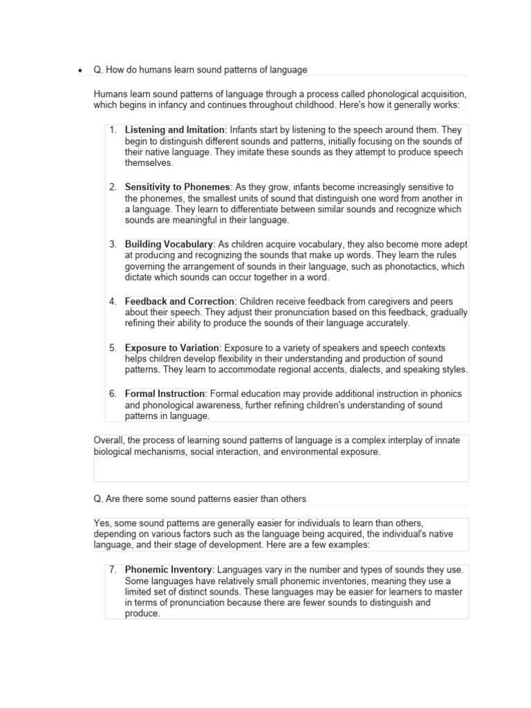 How Do Humans Learn Sound Patterns of Language Psycholinguistics | PDF | Phonology | Concept