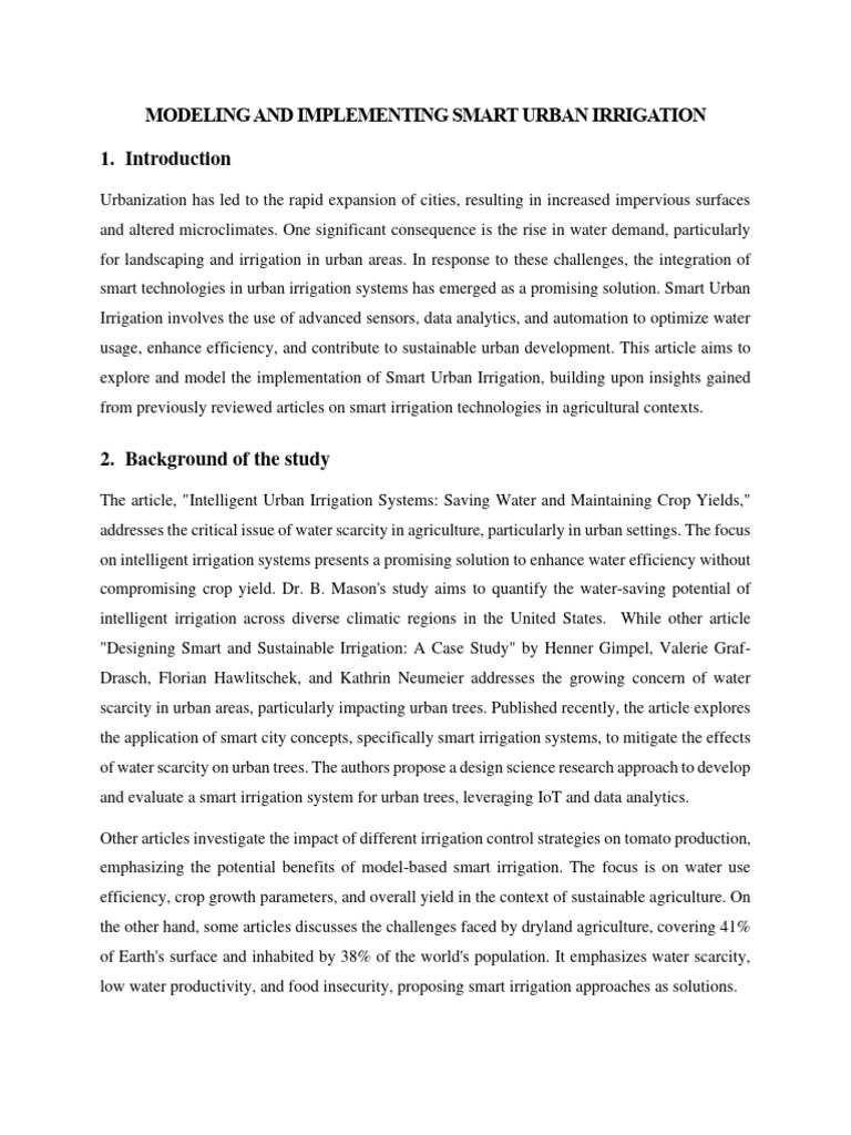 Modeling and Implementing Smart Urban Irrigation | PDF | Sustainability ...