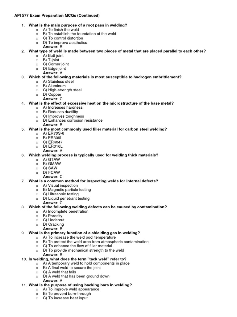 AI Prepared API 577 MCQ 3 | PDF | Construction | Welding