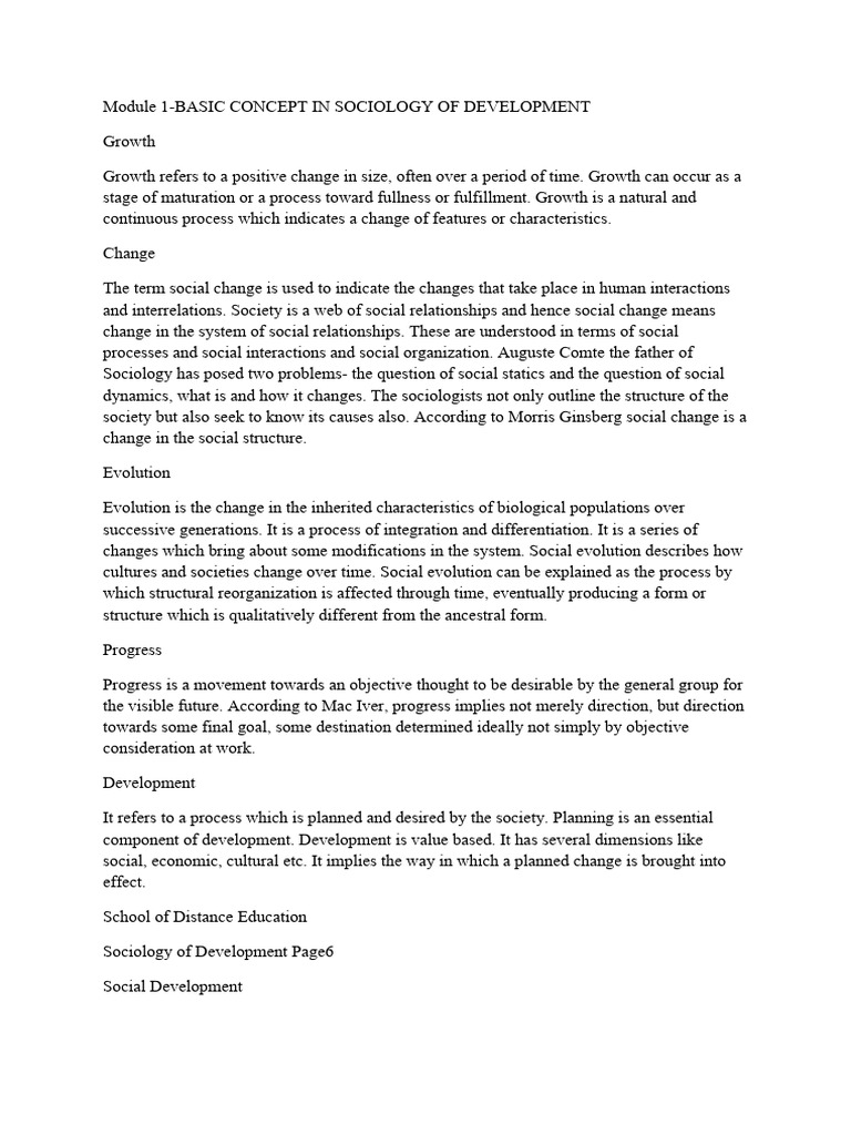 Sociology of Development Concepts Explained | PDF | Human Development ...