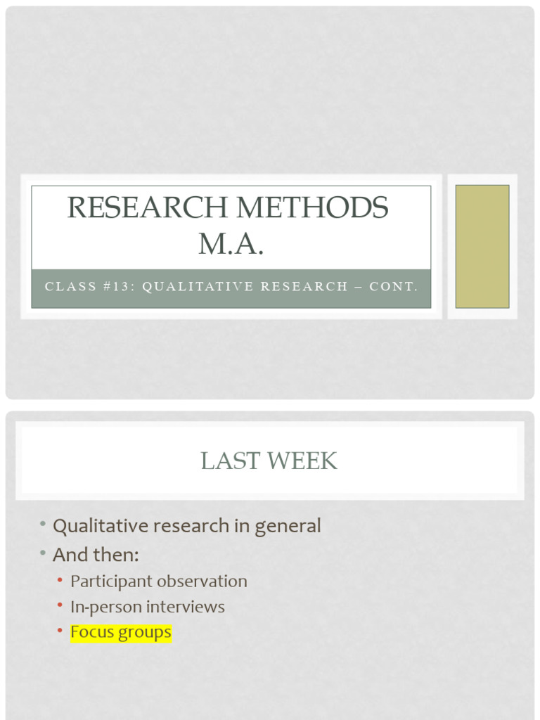 Class 13 QualitativeB End - English RM2023 | PDF | Statistics | Focus Group