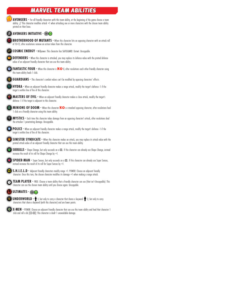 Marvel & DC Team Abilities Guide | PDF | Dc Comics | Comics