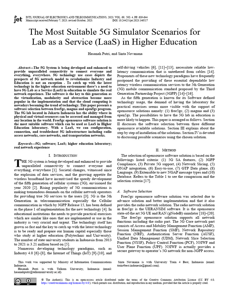 The Most Suitable 5G Simulator Scenarios For Lab As A Service (LaaS) in ...