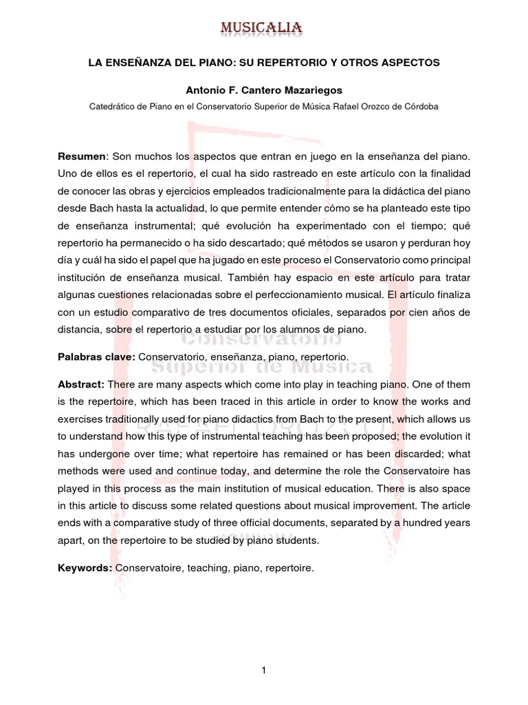 Evolución del Repertorio Pianístico en Córdoba | PDF | Federico Chopin ...