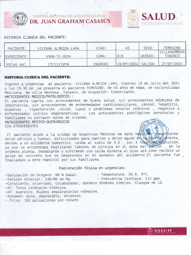 HISTORIA CLINA Y URGENCIAs | PDF