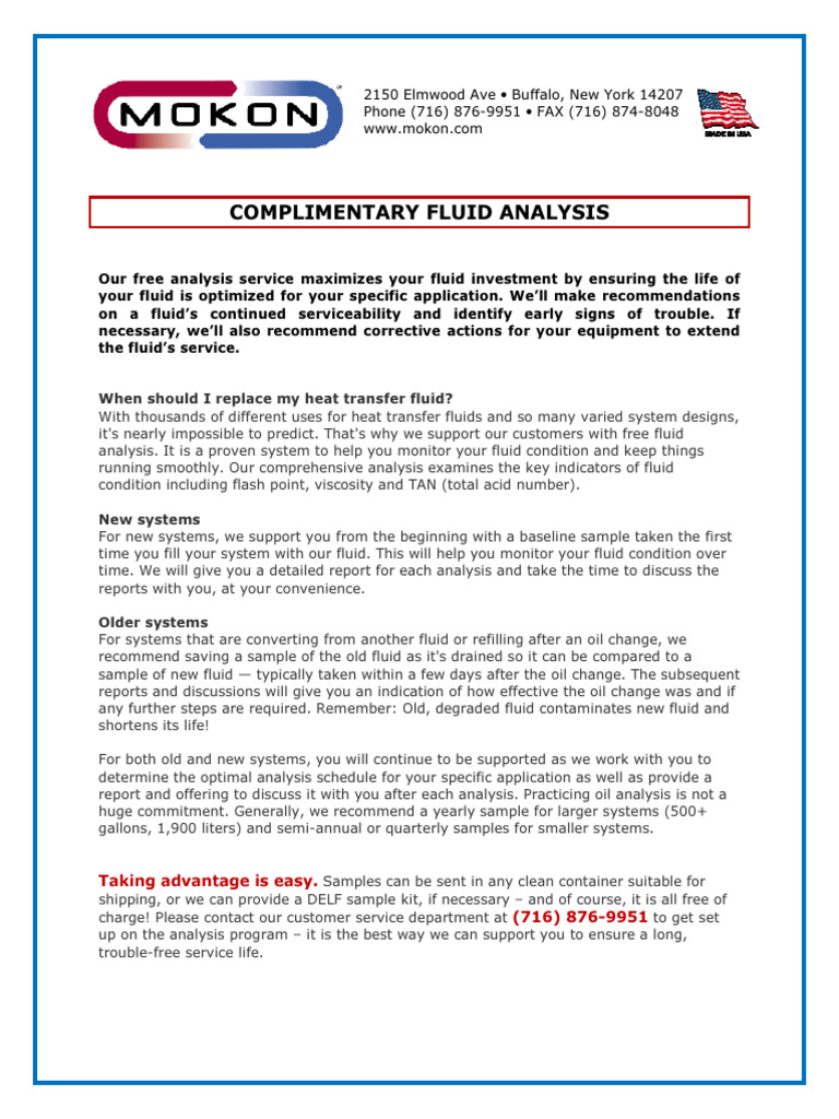 Mokon Fluid Analysis Program | PDF | Motor Oil