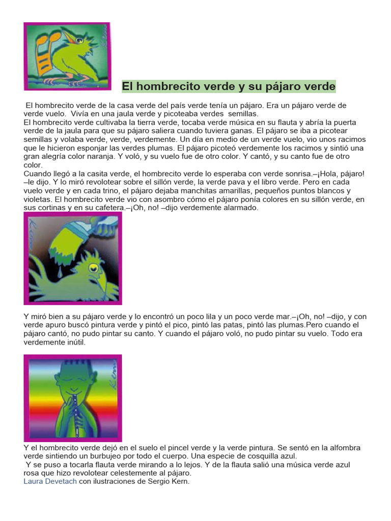 El Hombrecito Verde y Su Pájaro Verde | PDF | Aves