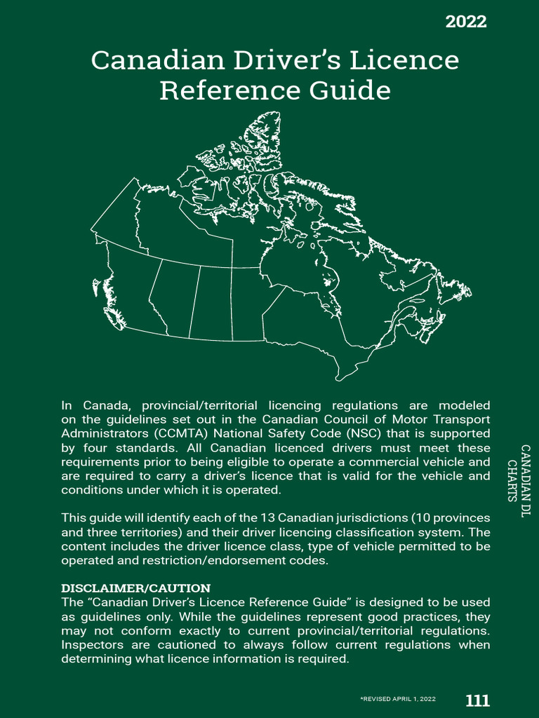 2022 Canadian Drivers Licence Reference Guide | PDF | Semi Trailer ...