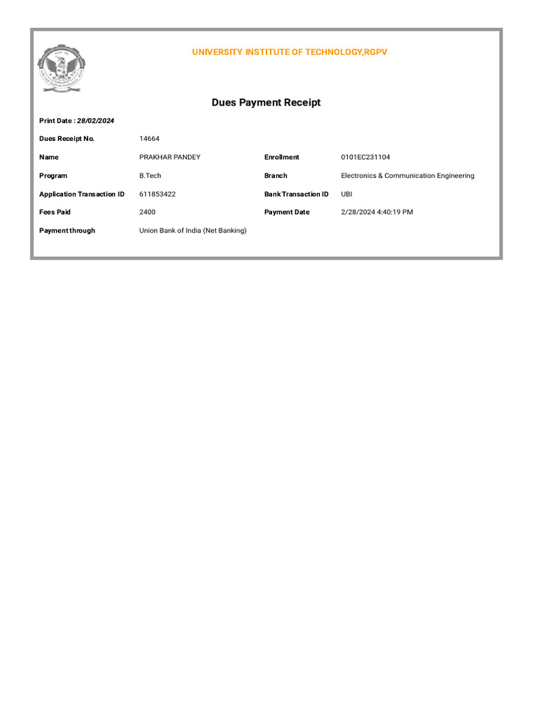 Dues Payment Receipt | PDF