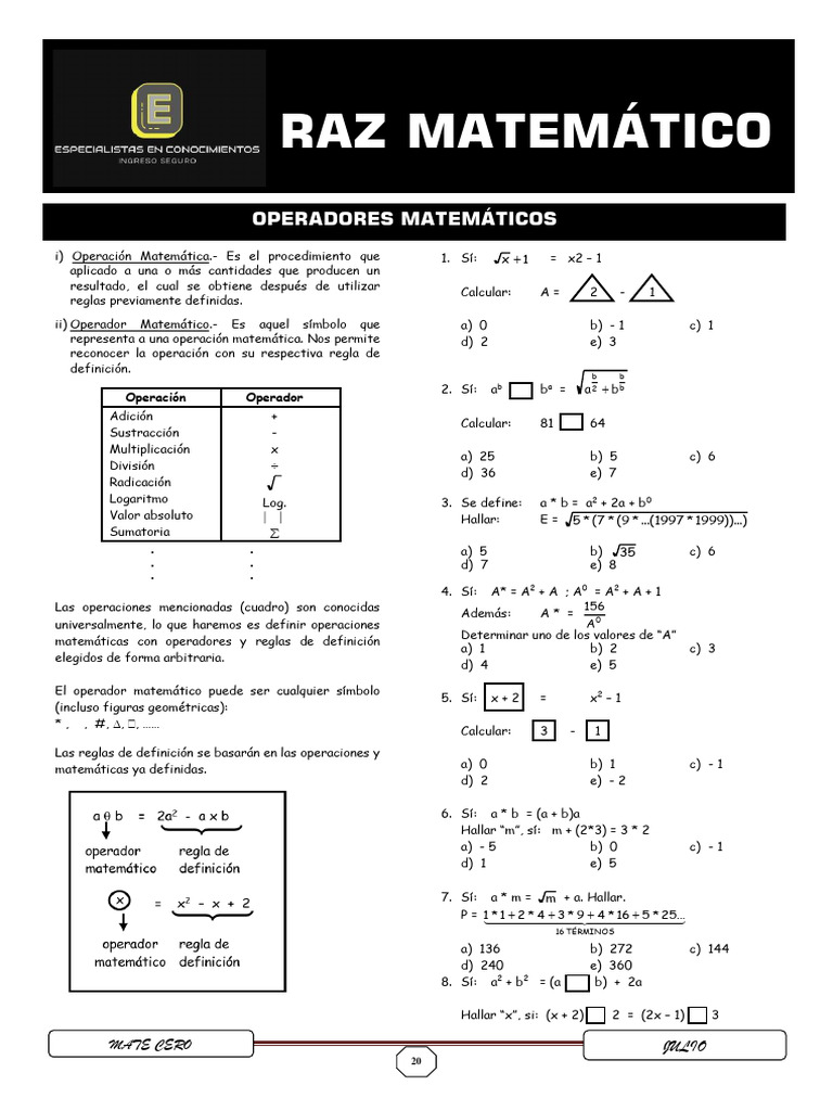 Mate Cero 27-07-2024 | PDF | Álgebra abstracta | Matemática Elemental