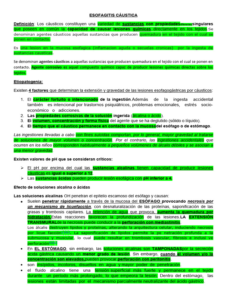 Esofagitis Caustica | PDF | Inflamación | Corrosión