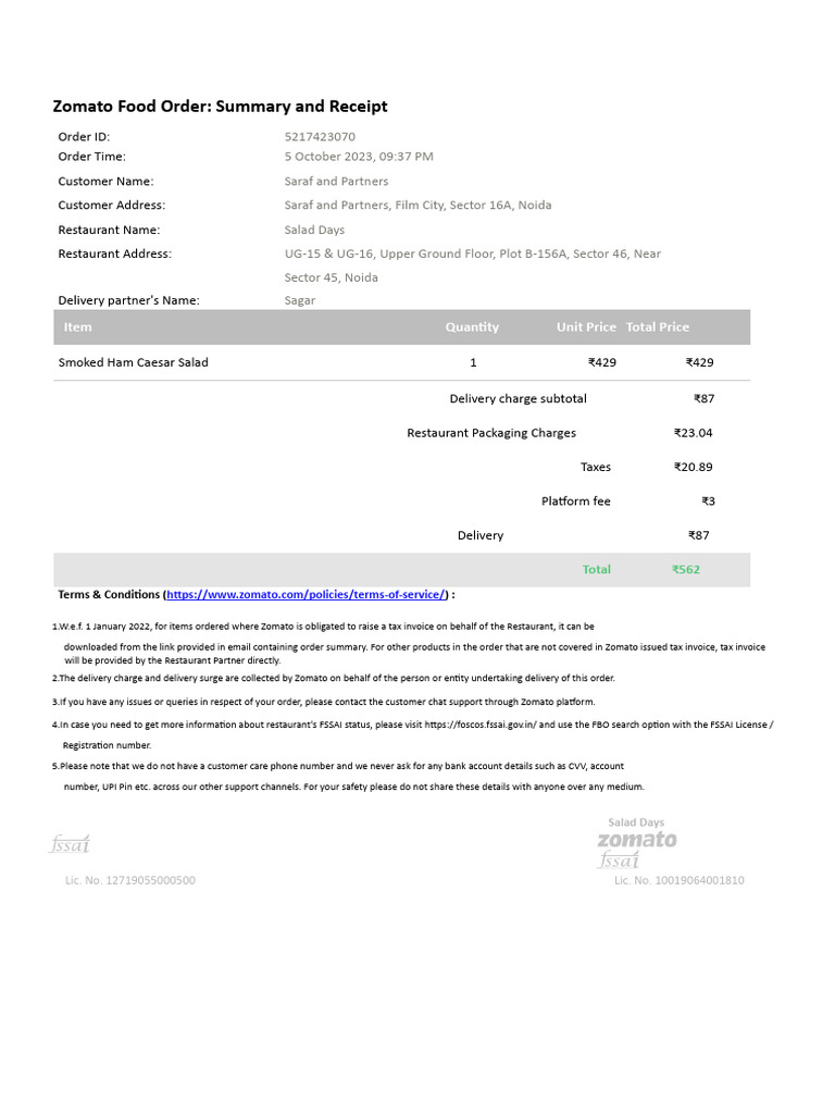 Zomato Food Order | PDF | Business