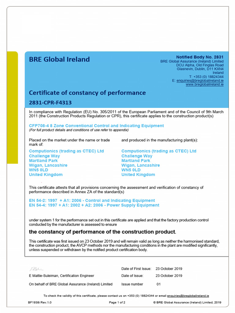 2831-CPR-F4313 CFP Standard Panels | PDF | European Union | Regulation