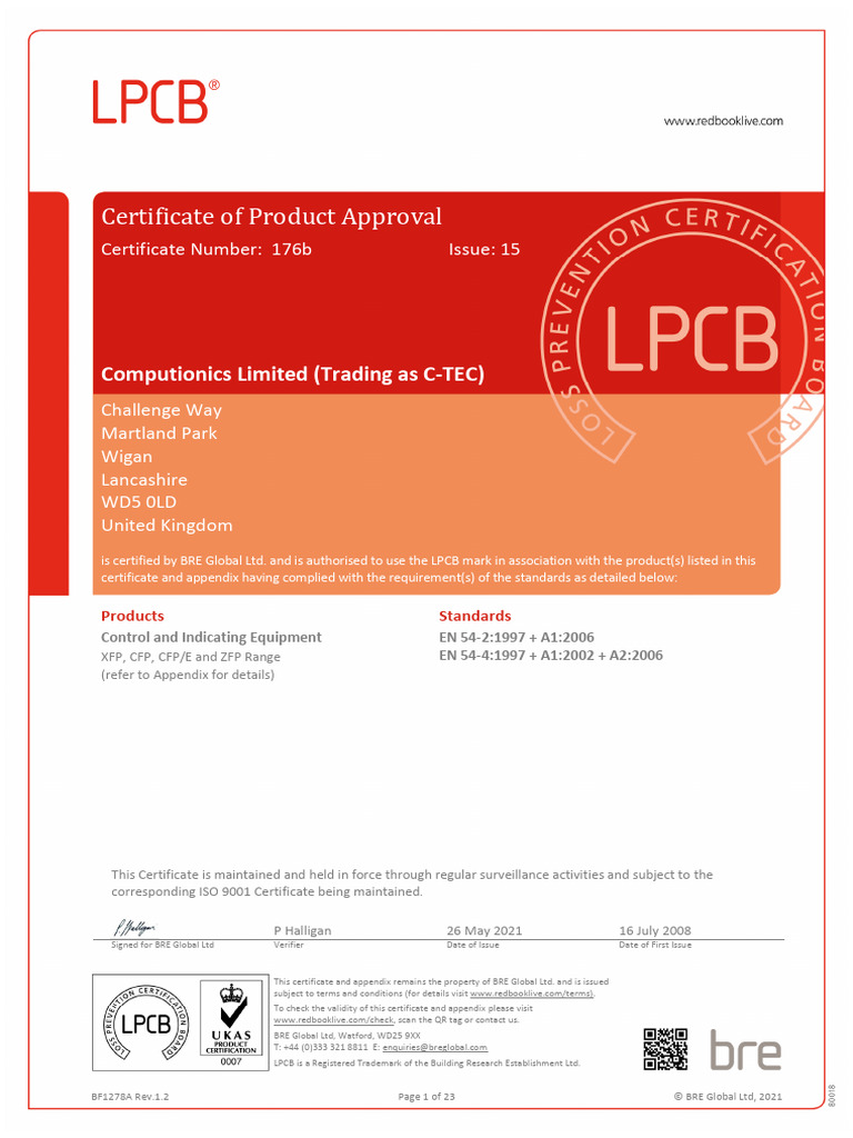 C-TEC Fire Alarm Equipment Certification | PDF | Iso 9000 | Power Supply