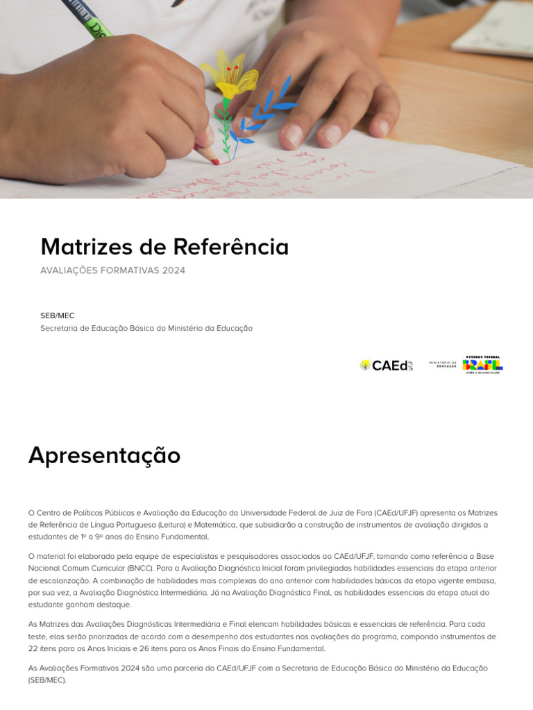 ATUAL. CAED - MEC 2024 - Matriz de Referência EF - Vfinal | PDF | Pronome | Assunto (gramática)
