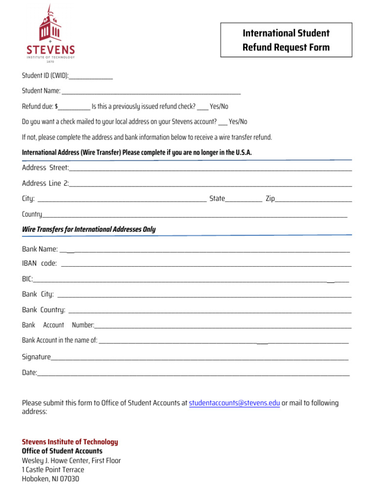 International Refund Request Form | PDF