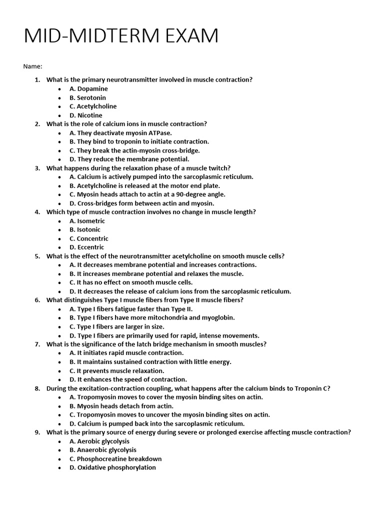 Mid - Mid Term | PDF | Muscle Contraction | Skeletal Muscle