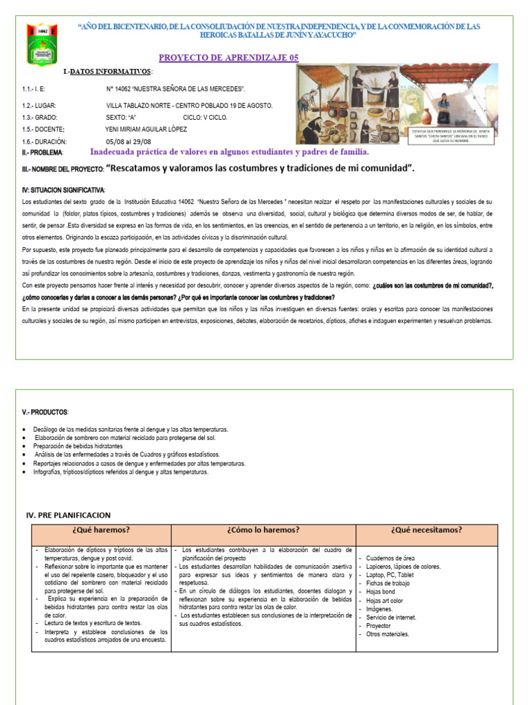 Proyecto #05 Sexto Grado | PDF | Decimal | Aprendizaje