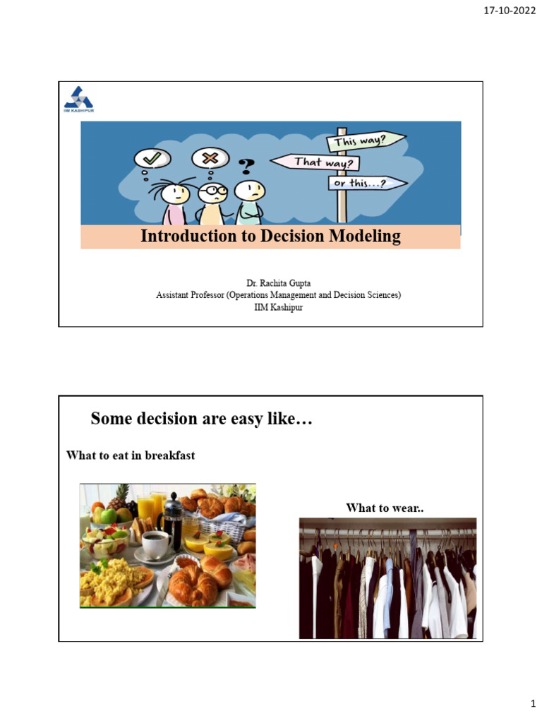 Introduction To Decision Modeling | PDF | Decision Making | Mathematical Optimization