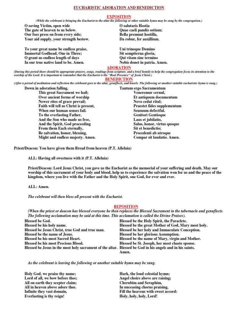 Eucharist Adoration and Benediction | Eucharist | Blessing