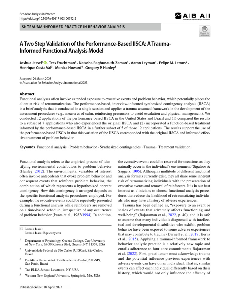Trauma-Informed Functional Analysis Model | PDF | Reinforcement ...