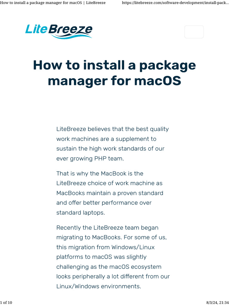 How To Install A Package Manager For macOS LiteBreeze | PDF | Mac Os ...