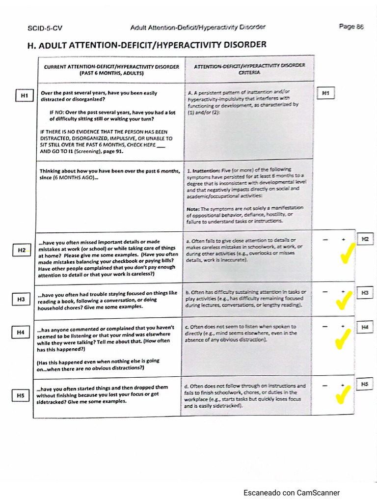 Scid V CV Adhd | PDF