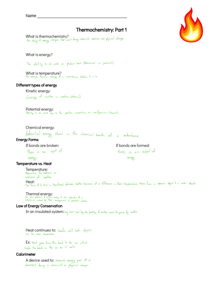 Thermochem Notes 1 | PDF | Heat | Temperature