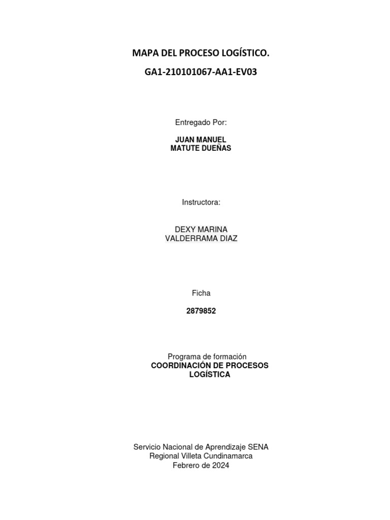Mapa del Proceso Logístico GA1-210101067-AA1-EV03 | PDF