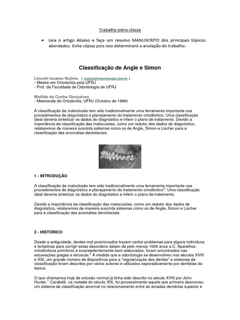 Classificação de Angle e Simon | PDF | Dente humano | Boca