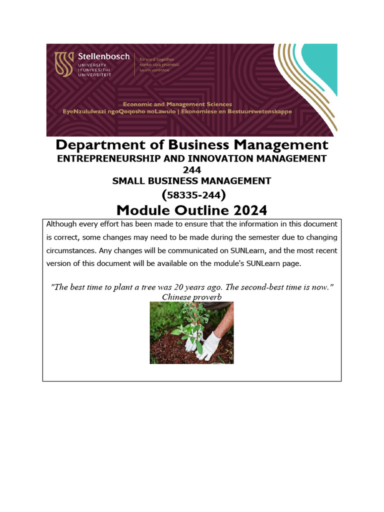 244 Module Framework 2024-1 | PDF | Entrepreneurship | Evaluation