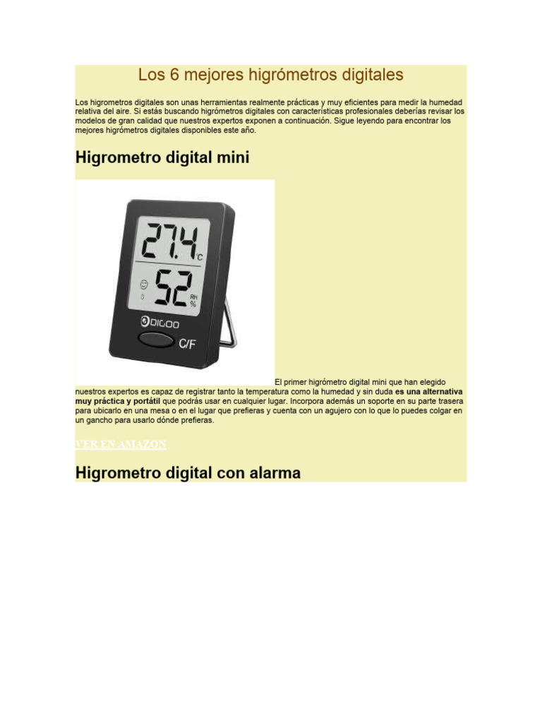 Los 6 Mejores Higrómetros Digitales | PDF | Humedad