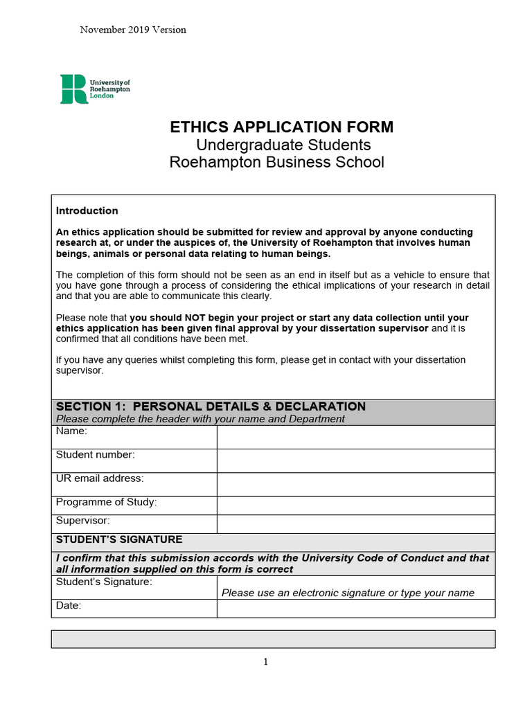 Ethics Form NEW | PDF | Information Privacy | Consent