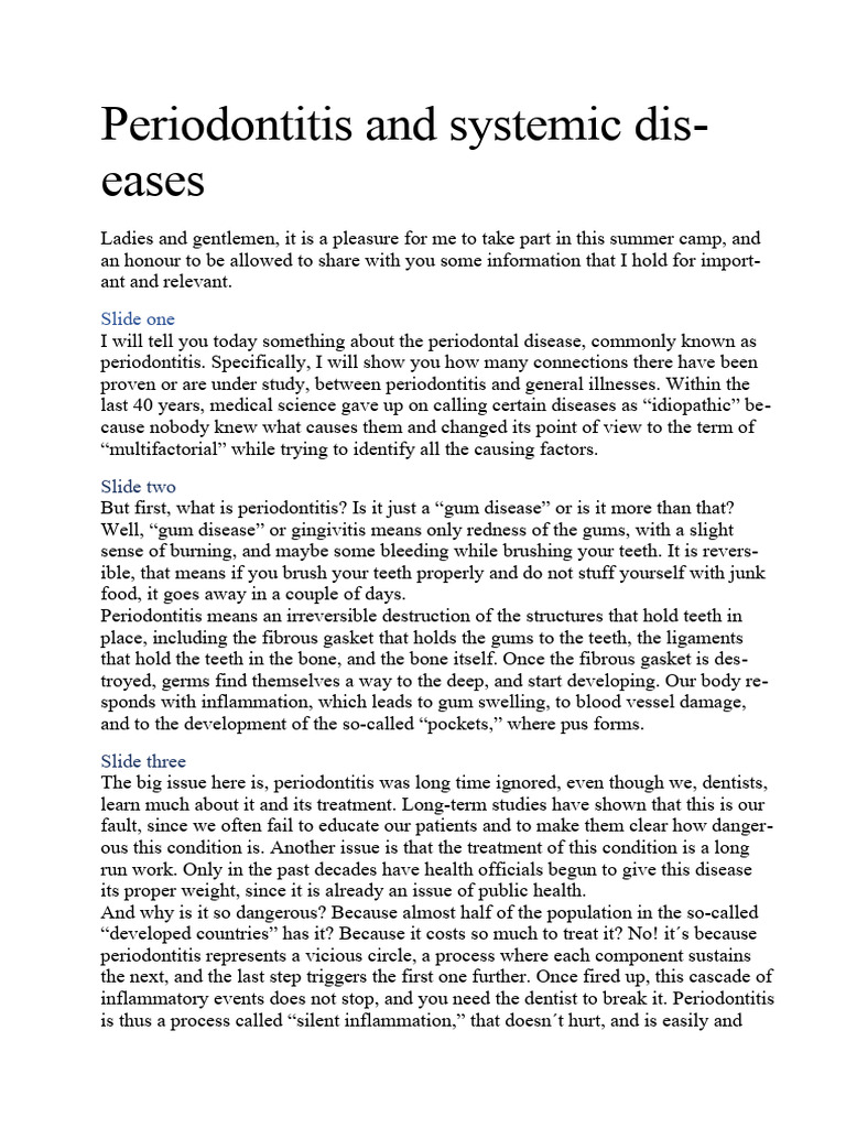 Periodontitis and Systemic Diseases | PDF | Chronic Kidney Disease | Cancer