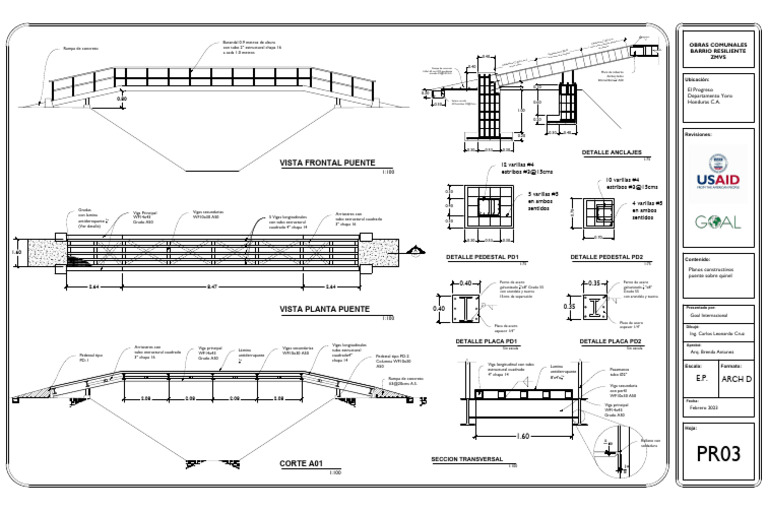 Plano Puente Peatonal Metalico | PDF | Rieles | Metalurgia