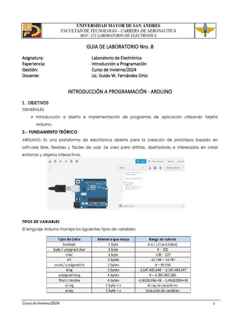 Guia Lab N9 Programación Basica | PDF | Arduino | Laboratorios