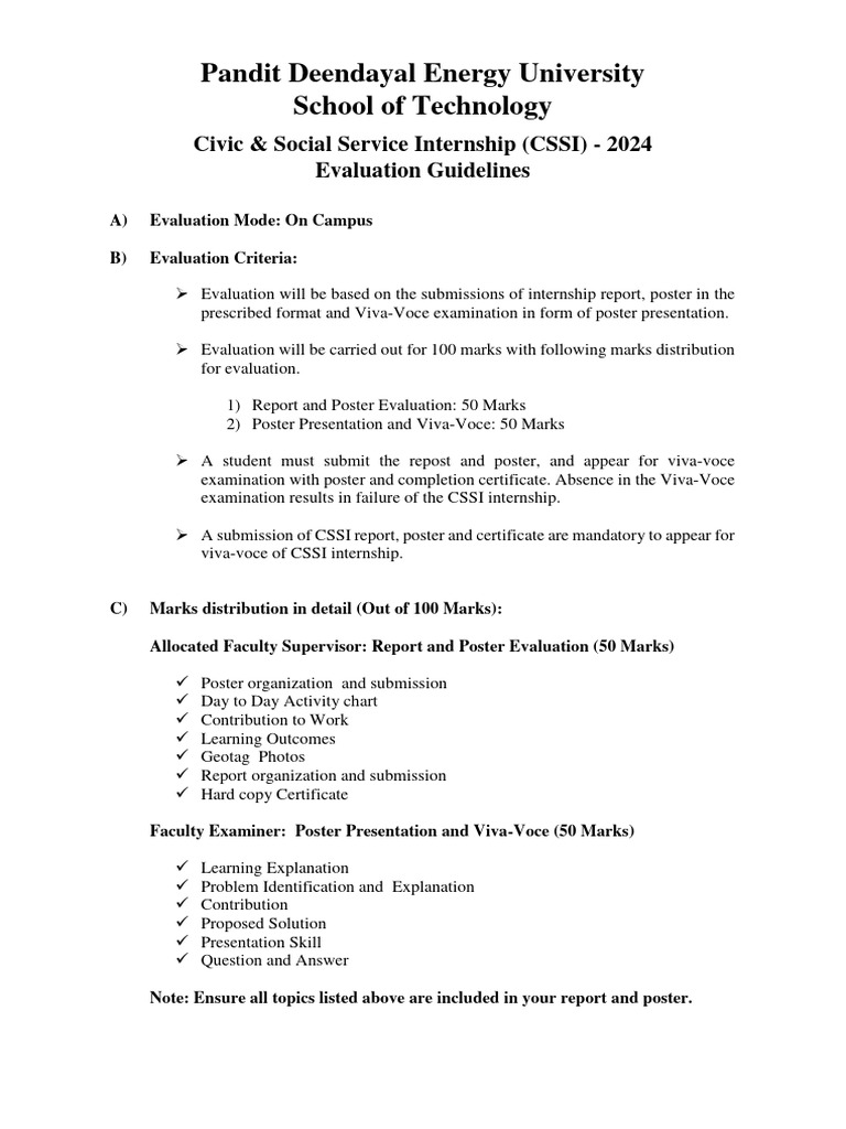 CSSI Internship Evaluation Guidelines 2024 | PDF | Thesis | Evaluation