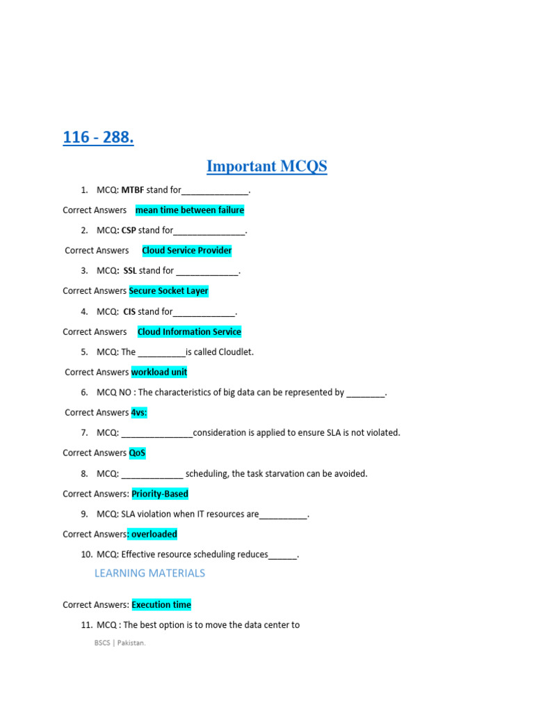 CS435 Learning Materials (BSCS) | PDF | Cloud Computing | Computer Science