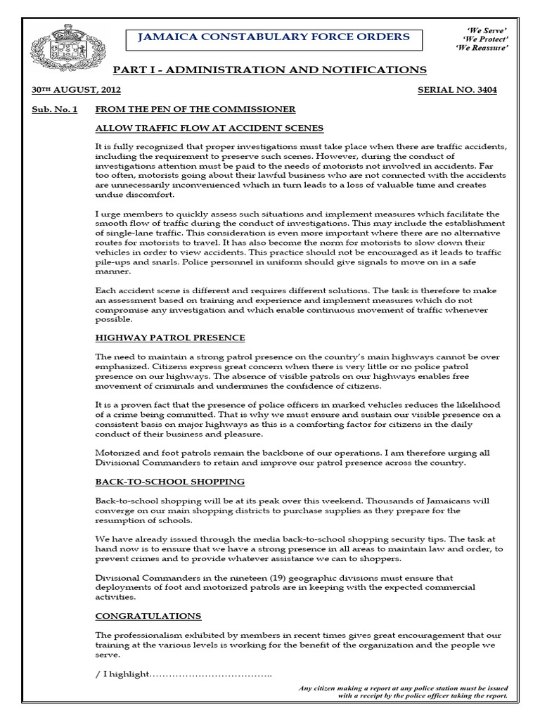 Force Orders 3404A Dated 2012-08-30 PDF | PDF | Legal Aid | Police