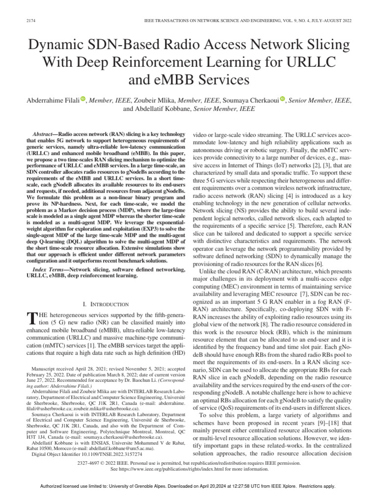 Dynamic Sdn Based Radio Access Network Slicing With Deep Reinforcement 9269