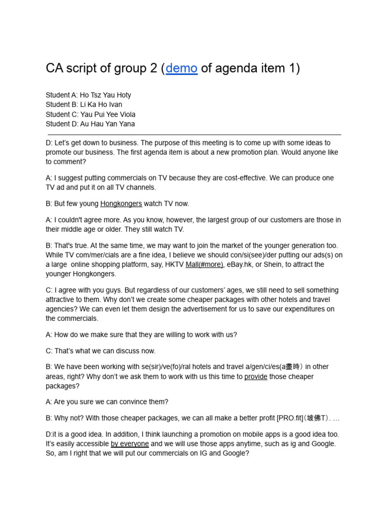 CA Script of Group 2 | PDF