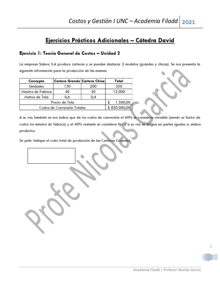 Ejercicios de Parciales y Finales - Catedra David | PDF | Presupuesto | Business