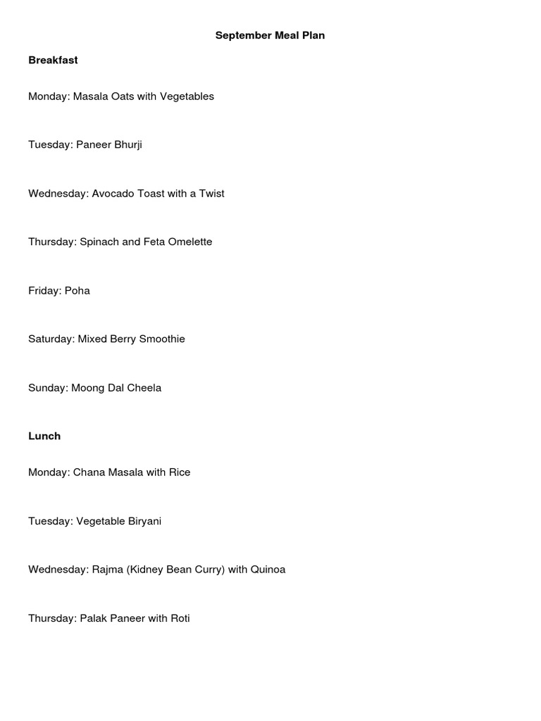 September Meal Plan | PDF