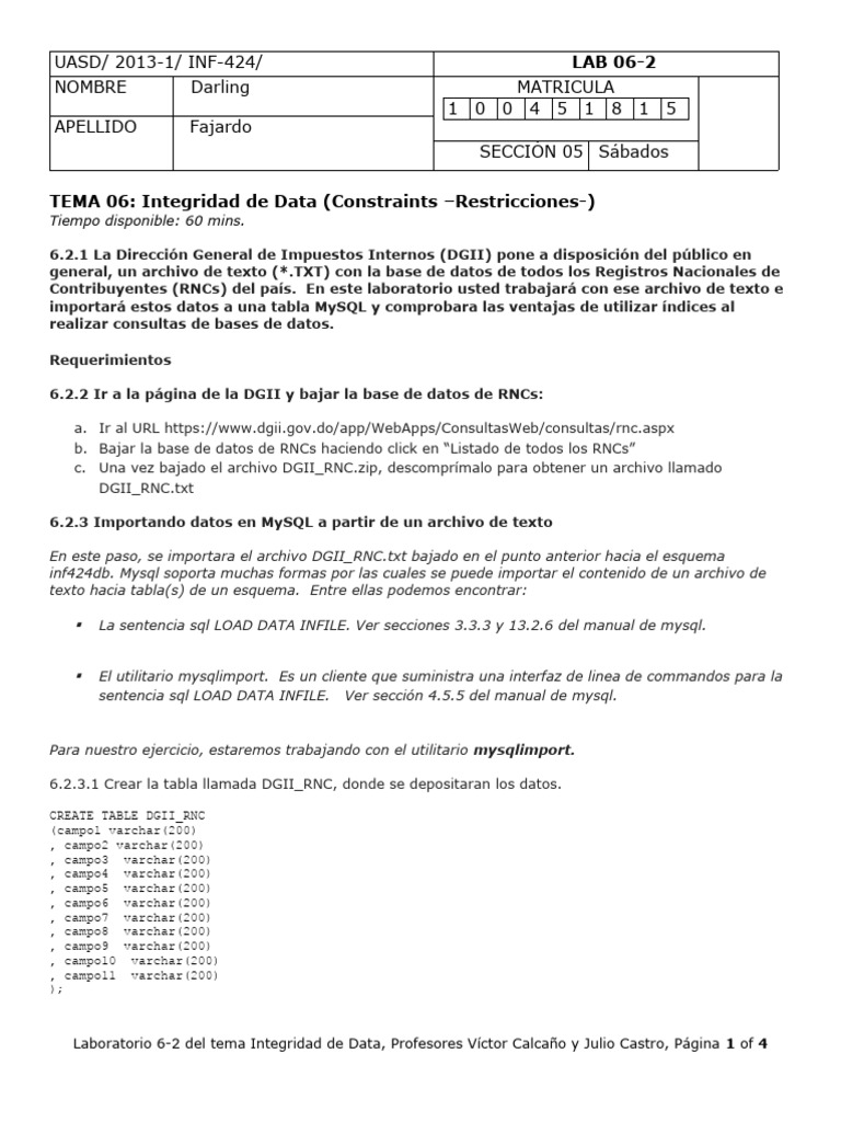 Inf424 06 Lab02 SQL | PDF | Mi sql | SQL