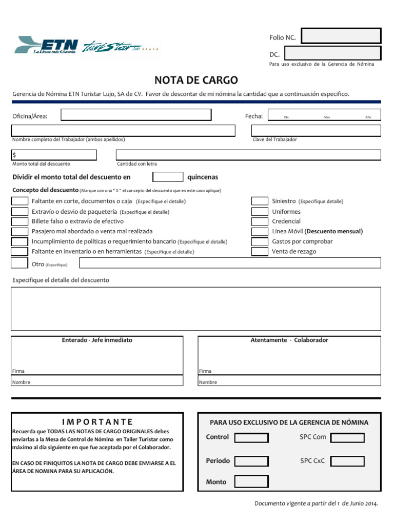 Formato Nota de Cargo | PDF
